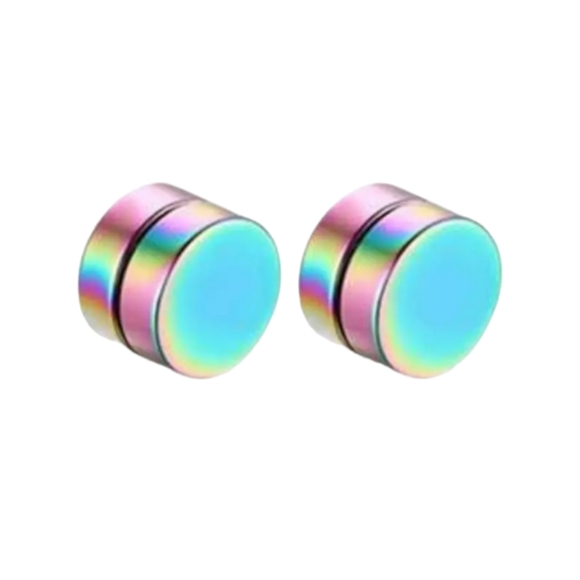 Accessories | New Round Metallic Magnetic Oil Slick Stud Earrings ...